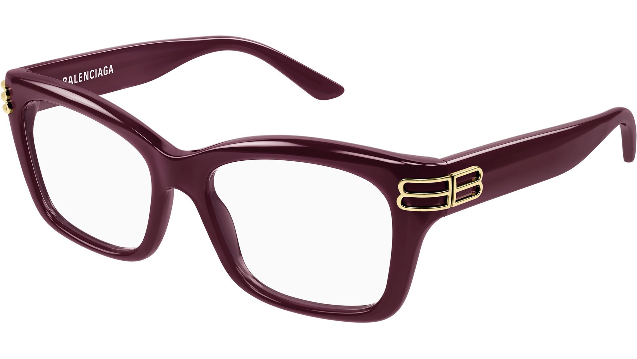 Balenciaga BB0472O Rectangular Eyeglasses 004 Shiny Burgundy - eye-oo.com
