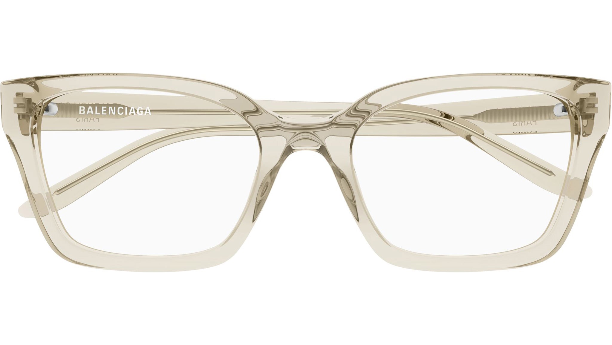 Balenciaga BB0501O Cat Eye Eyeglasses 005 Transparent Beige - eye-oo.com