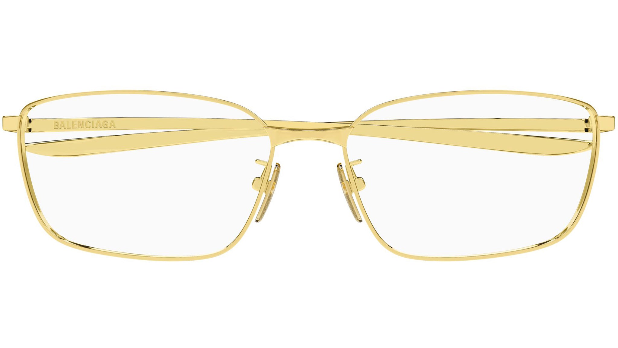 Balenciaga BB0497OA Rectangular Eyeglasses 002 Shiny Gold - eye-oo.com
