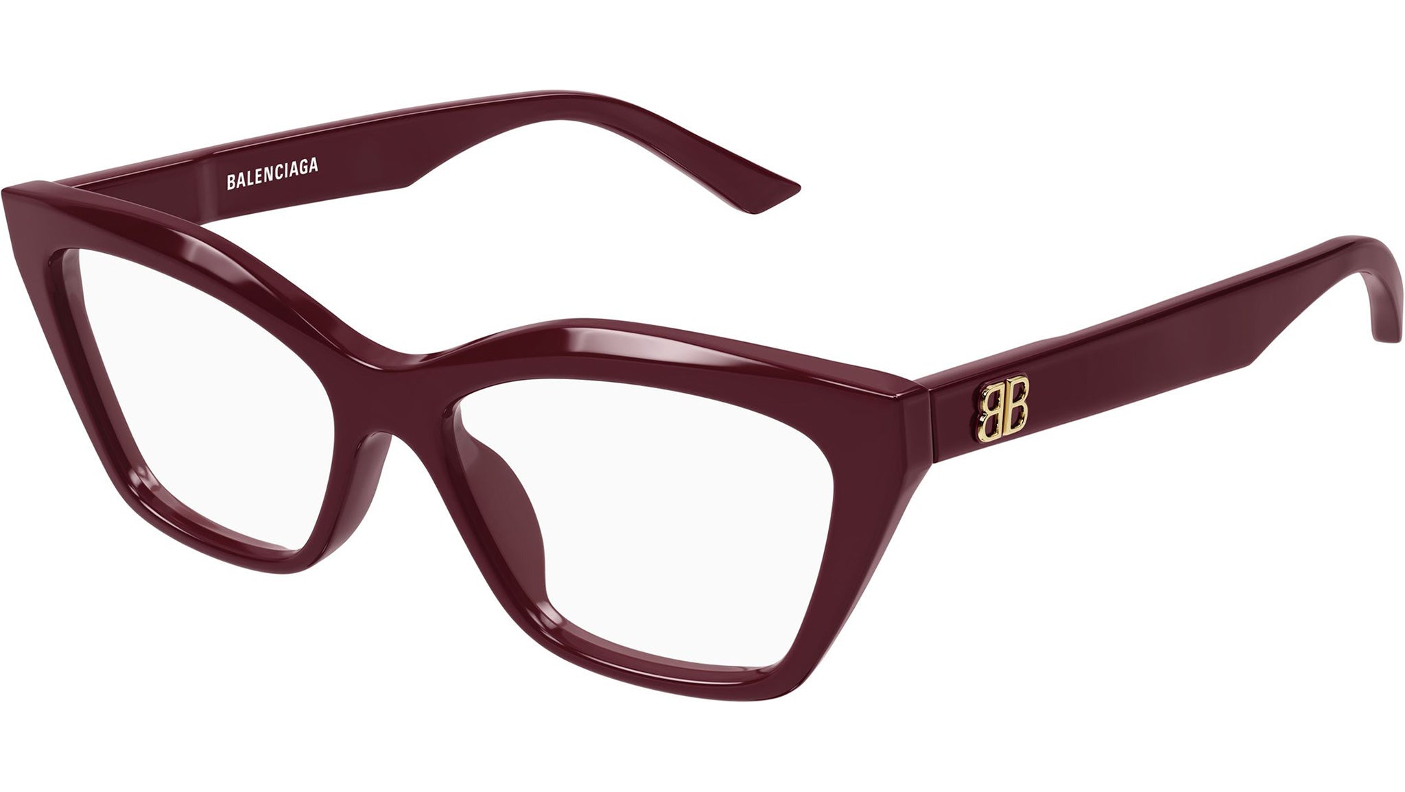 Balenciaga BB0342O Cat Eye Eyeglasses 017 Shiny Burgundy - eye-oo.com